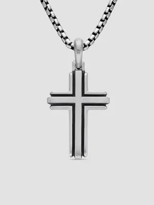 David Yurman Cross Pendant In Sterling 34mm - Silver