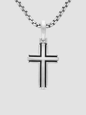 David Yurman Deco Cross Pendant In 27mm - Silver
