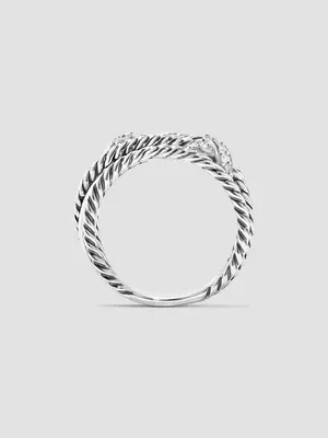 David Yurman Double X Crossover Ring With Pavé Diamonds