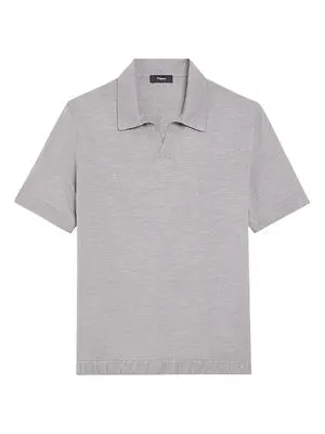 Theory Men's Brenan Linen-Blend Polo Shirt - Soft Iris  Force Grey