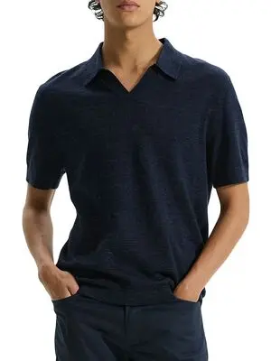 Theory Men's Brenan Linen-Blend Polo Shirt - Soft Iris  New Baltic