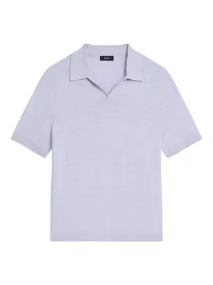 Theory Men's Brenan Linen-Blend Polo Shirt - Soft Iris  Soft Iris