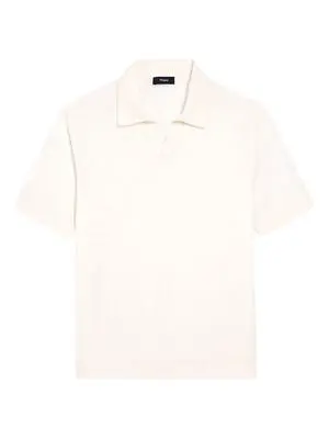 Theory Men's Brenan Linen-Blend Polo Shirt - Soft Iris  White