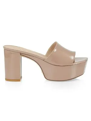 STUART WEITZMAN Women's 95MM Patent Leather Platform Sandals - Fawn  - Fawn