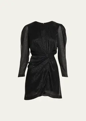 IRO PARIS Nowen Sparkly Draped Long-sleeve Mini Dress