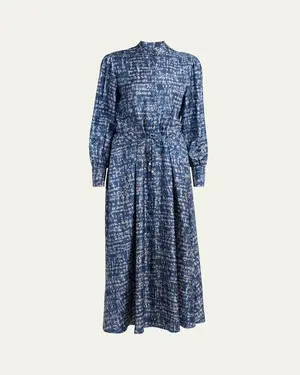 Kiton Printed Silk Maxi Dress