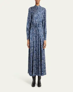 Kiton Printed Silk Maxi Dress