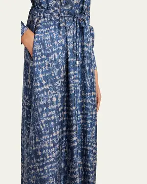 Kiton Printed Silk Maxi Dress