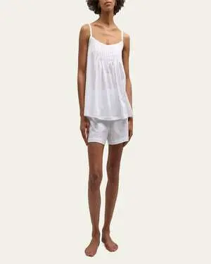 Hanro Julia Short Scoop-neck Pintuck Pajama Set - White