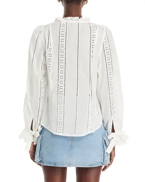 Aqua Cotton Lace Inset Blouse