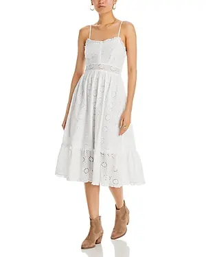 Aqua Cotton Eyelet Midi Dress 100% Exclusive In White - 75% Off |  Editorialist