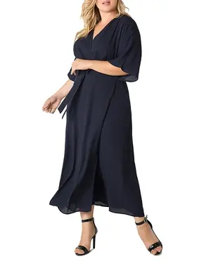 STANDARDS & PRACTICES Olivia Kimono-sleeve Maxi Wrap Dress - Midnight Blue