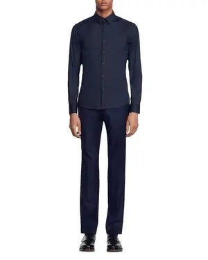 Sandro Seamless Stretch Button Up Shirt - Navy Blue