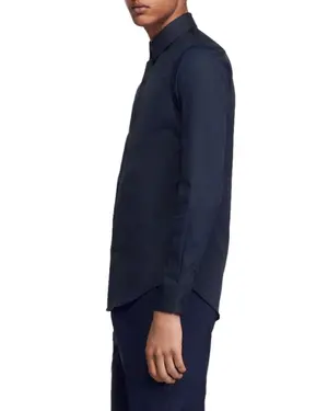 Sandro Seamless Stretch Button Up Shirt - Navy Blue