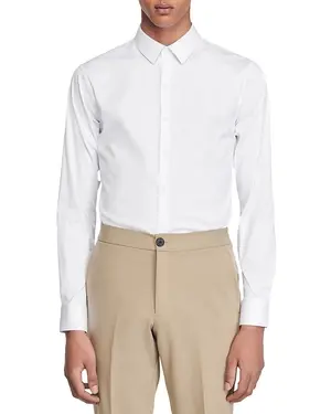 Sandro Seamless Stretch Button Up Shirt - White