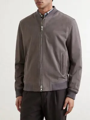 Mr P. Suede Bomber Jacket - Gray