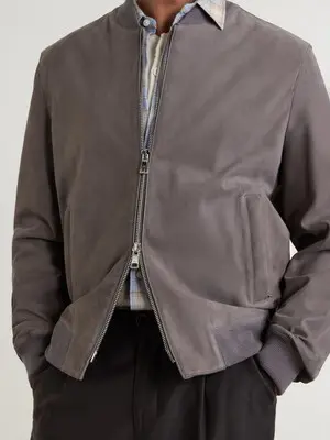 Mr P. Suede Bomber Jacket - Gray