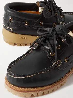 Visvim Wallace Deck-Folk Leather Boat Shoes - Black | Editorialist