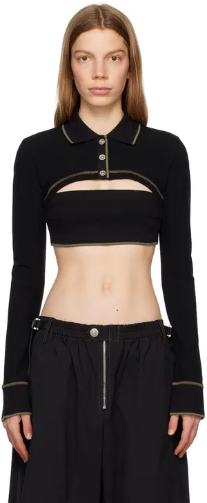 DION LEE Dion Lee Black Shrunken Snap Polo - Black