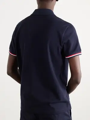 Moncler Logo-appliquéd Striped Cotton-piqué Polo Shirt