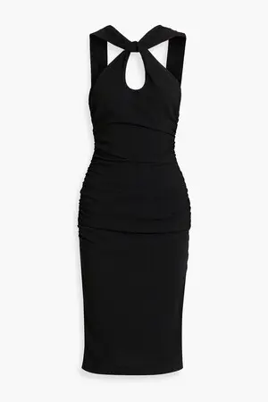 Black Halo Black Halo Landry Twist-Front Ruched Crepe Dress - Black