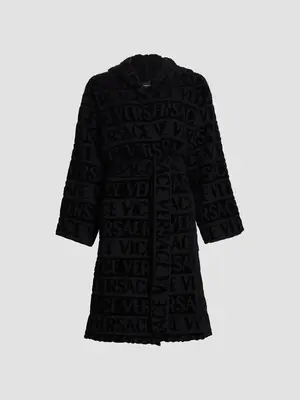 Versace Repeat Logo Cotton Robe - Black