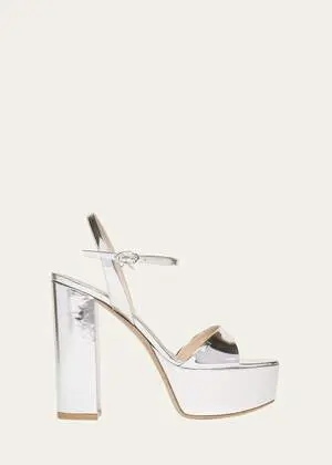 GIANVITO ROSSI Metallic Platform Sandals