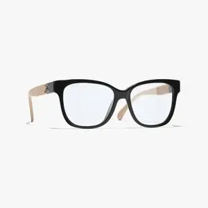 Chanel Square Eyeglasses Beige & Black