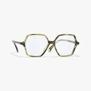 Chanel Square Eyeglasses Green Tortoise & Gray