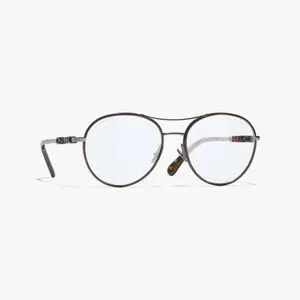 Chanel Pilot Blue Light Glasses Dark Silver