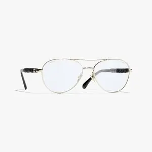 Chanel Pilot Blue Light Glasses Gold & Transparent