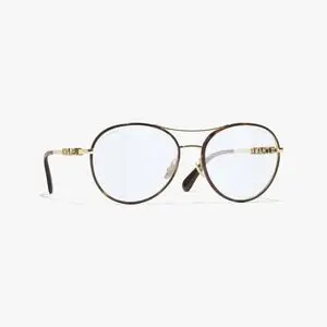 Chanel Pilot Blue Light Glasses Light Gold