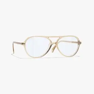 Chanel Pilot Blue Light Glasses Transparent Yellow