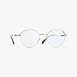 Chanel Round Eyeglasses Light Gold