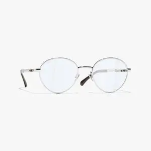 Chanel Round Eyeglasses Silver & Red