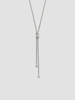 David Yurman Petite X Lariat Necklace In Sterling With Diamonds