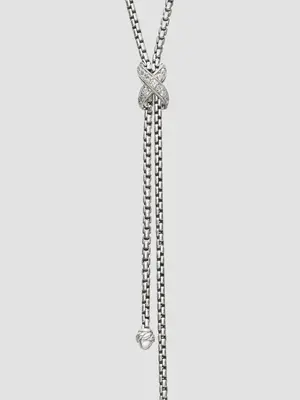 David Yurman Petite X Lariat Necklace In Sterling With Diamonds