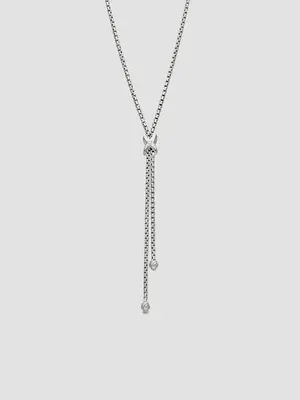 David Yurman Petite X Lariat Necklace In Sterling With Diamonds