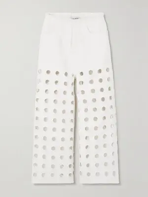 Alaïa Embroidered Laser-cut Low-rise Jeans - White