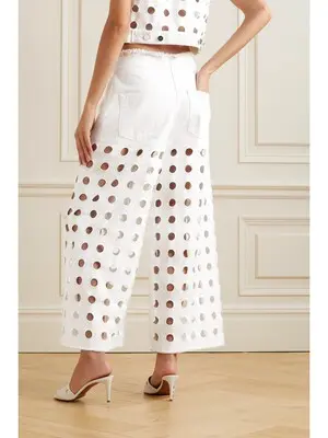 Alaïa Embroidered Laser-cut Low-rise Jeans - White