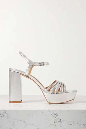 REFORMATION Net Sustain Molly Metallic Leather Platform Sandals