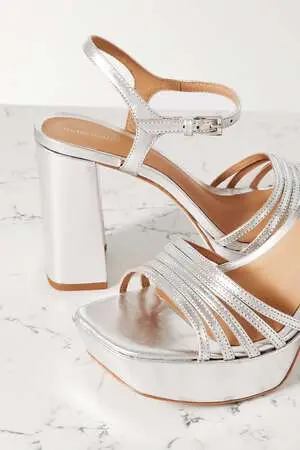 REFORMATION Net Sustain Molly Metallic Leather Platform Sandals