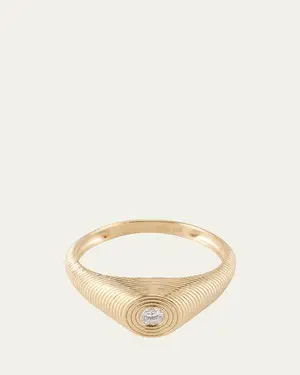 SYDNEY EVAN 14k Yellow Diamond Signet Ring - Gold