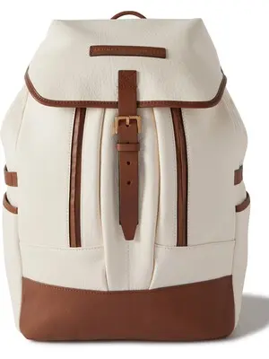 Brunello Cucinelli Suede-trimmed Full-grain Leather Backpack