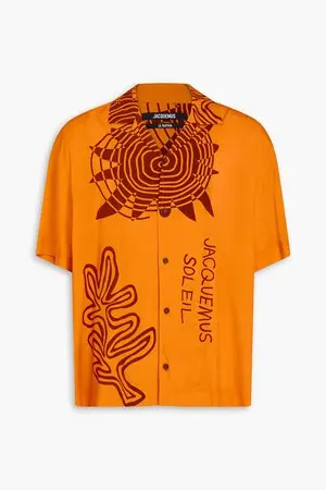 Jacquemus Jean Printed Crepe Shirt - Orange