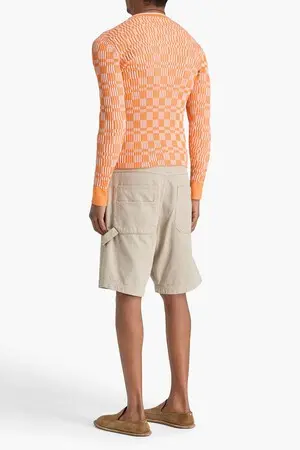 Jacquemus La Maille Gelati Checked Ribbed Cotton-blend Sweater - Orange