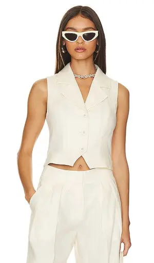 L'academie Carinne Linen Vest Top - Creme
