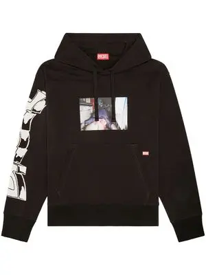 DIESEL® Cotton Graphic Hoodie - Black