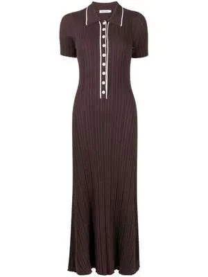 Anna Quan Penelope Ribbed Knit Maxi Dress - Brown