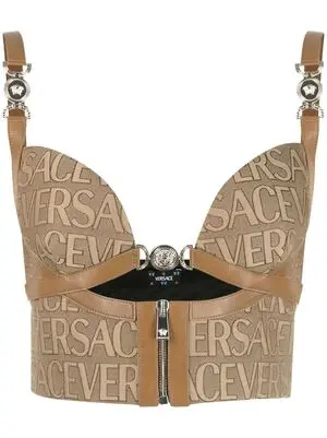 Versace Allover Bustier Top - Brown